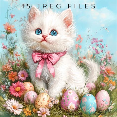 15 Easter Kittens Clipart Bundle Easter Clipart Spring Kittens And