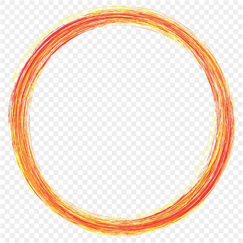 Frame Border Circle Vector PNG Images Red Orange Fire Scratch Shining