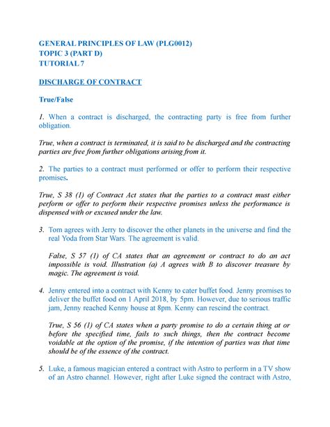 Tut 7 Topic 3 Part D I Hope This Help General Principles Of Law