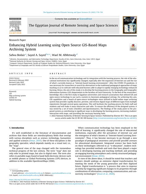 Pdf Enhancing Hybrid Learning Using Open Source Gis Based Maps
