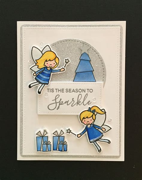 Christmas Card Avery Elle Pixie Dust And Mft Trim The Tree Stamps And Dies Colored With Copic