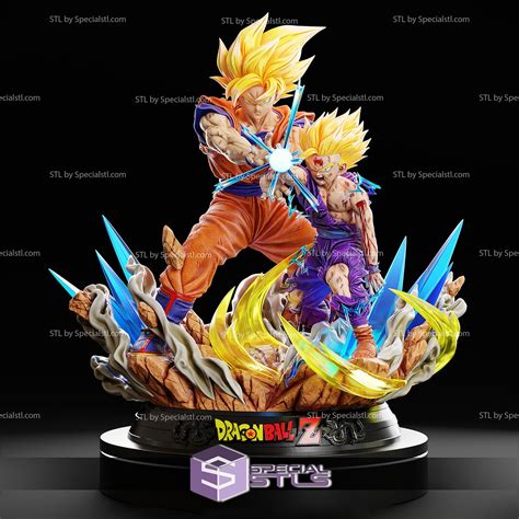 Goku And Gohan Stl Files Kamehameha From Dragonball 3d Printable