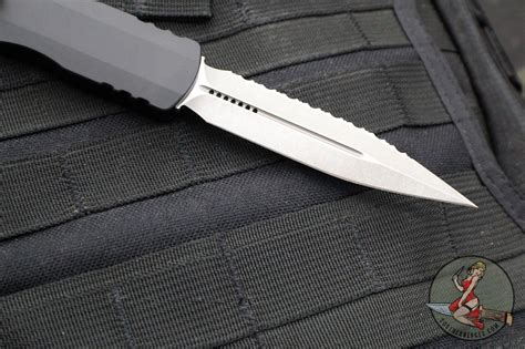 Microtech Dirac Delta OTF Knife- Double Edge- Black Handle- Apocalypti ...