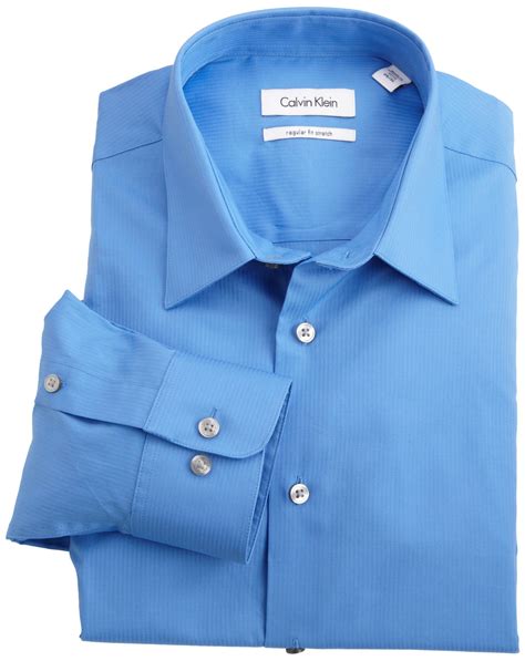 Calvin Klein Mens Regular Fit Stretch Herringbone Dress Shirt