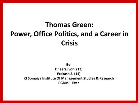 Power Office Politics And A Career In Crisis Pptx
