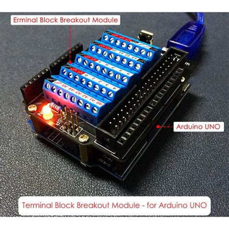 52pi Screw Terminal Expansion Board For Arduino Uno Blue Robotshop