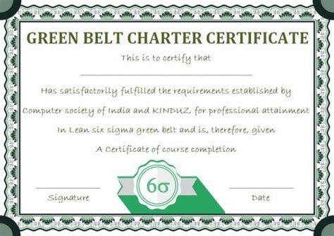 Green Belt Certificate Template Templates Example Templates Example