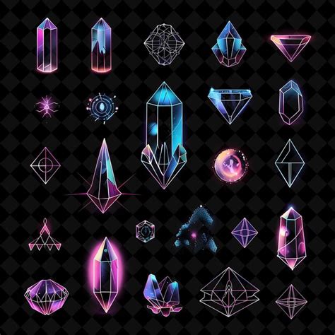 Premium PSD Mysterious Crystal 32 Bit Pixel With Gemstones And