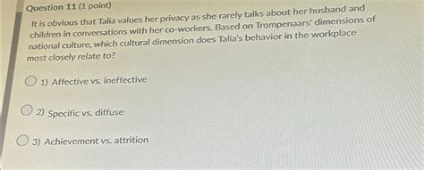 solved question 11 1 ﻿point it is obvious that talia values