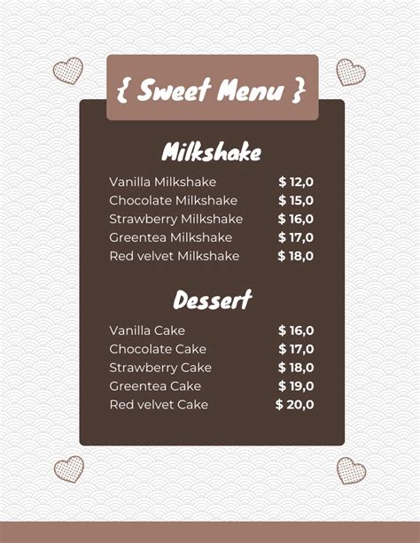 White And Brown Japanese Pattern Sweet Dessert Menu Venngage