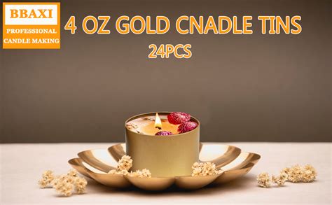 Bbaxi 4oz Gold Candle Tins 24pcsempty Candle Jars For