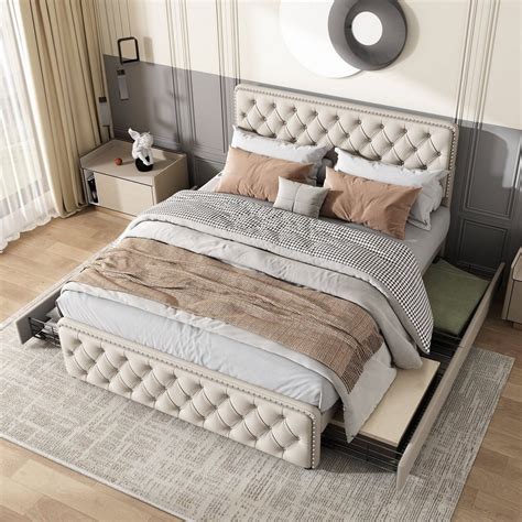 Redom Polsterbett Doppelbett Höhenverstellbares Kopfteil 140 X 200