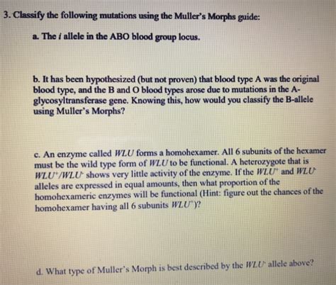 solved 3 classify the following mutations using the