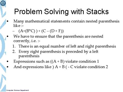 Data Structure Algorithms Problem Solving With Stack Computer