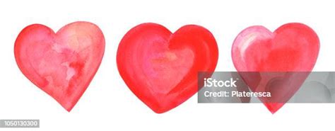 활기찬 레드와 핑크 하트 흰색 배경에 고립의 수채화 그림의 집합 하트 모양에 대한 스톡 벡터 아트 및 기타 이미지 하트 모양 개체 그룹 귀여운 Istock