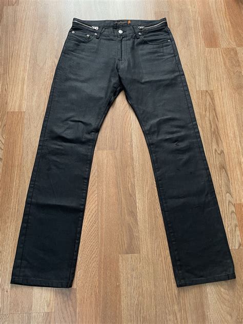 Undercover Ss07 Undercover Zipper Waist Lightning Bolt Wax Denim Jeans