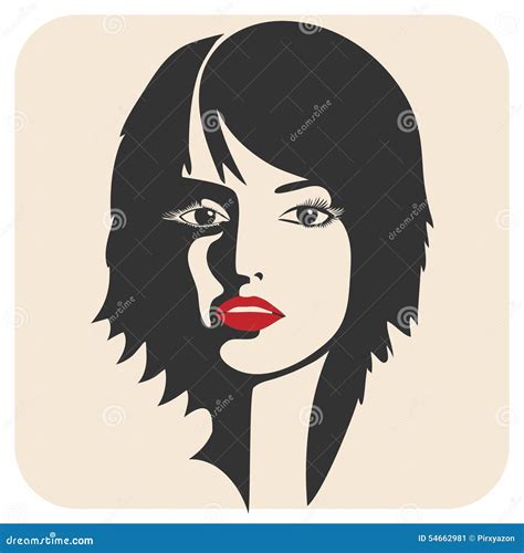 Beauty Girl Fashion Beautiful Woman Face Ink Stock Vector