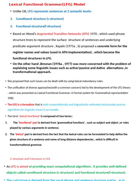 Lexical Functional Grammar Overview Pdf Syntax Lexical Semantics