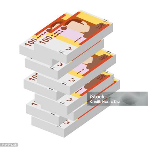 모로코 디르함 벡터 일러스트 레이 션입니다 모로코 세우타 멜리야 스페인 머니 세트 번들 지폐 지폐 100 Mad 플랫 스타일 흰색 배경에 격리 심플한 미니멀 디자인 0명에