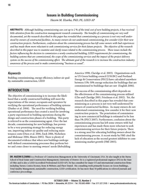 Pdf Issues In Building Commissioning