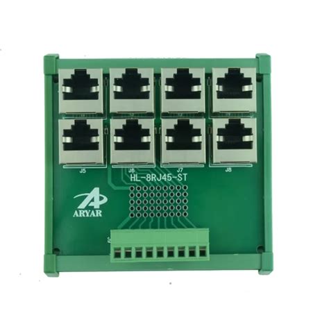 Din Rail Mount Rj45 Modulerj45 8p8c Jack 8 Way Buss Breakout Board Terminal Block Connector