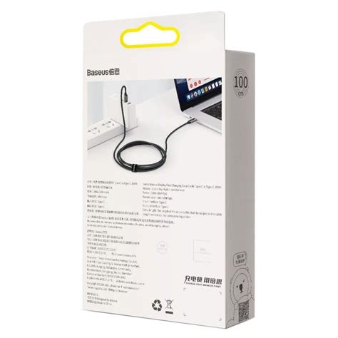 Data Cabletype C To Type C Baseus 100w 5a With Display Fast Nylon 1mt
