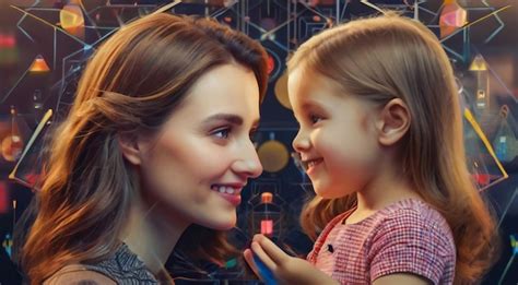 Premium Photo A Mother And Daughter Looking At A Mirror