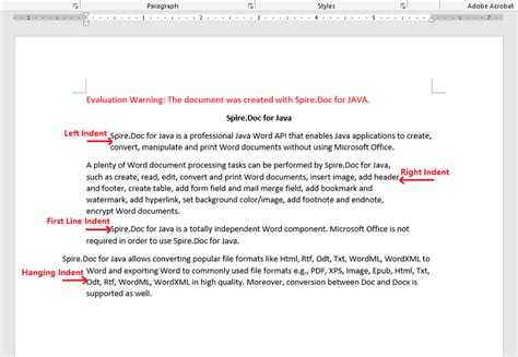 Java Set Paragraph Indents In Word