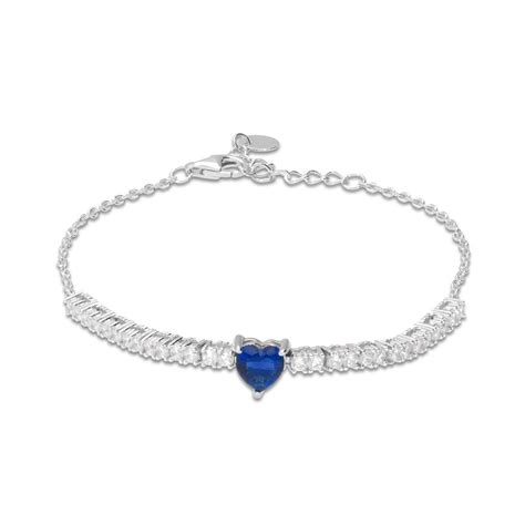 Bracciale In Argento Con Cuore Blu ORO CO 925 Luxury Zone