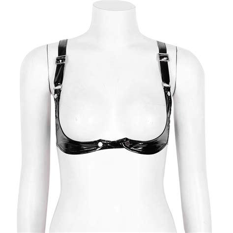 Женская черная ночная Клубная одежда Сексуальные Открытые бюстгальтеры регулируемый