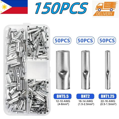 150pcs Bare Copper Ferrule Crimp Terminals Wire Splice Butt Connectors 22 10 Awg Shopee