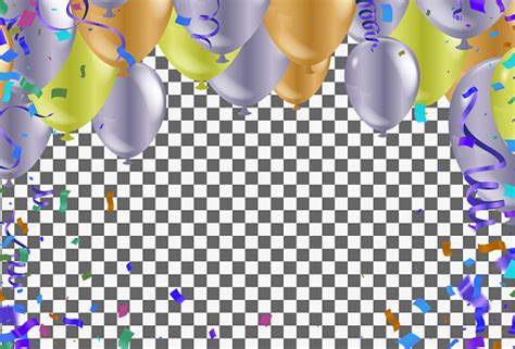 럭셔리 파티 풍선 색종이 와 선물 상자 배경에 파티 또는 생일 템플릿 공휴일에 대한 스톡 벡터 아트 및 기타 이미지 공휴일 금 금속 금색 Istock