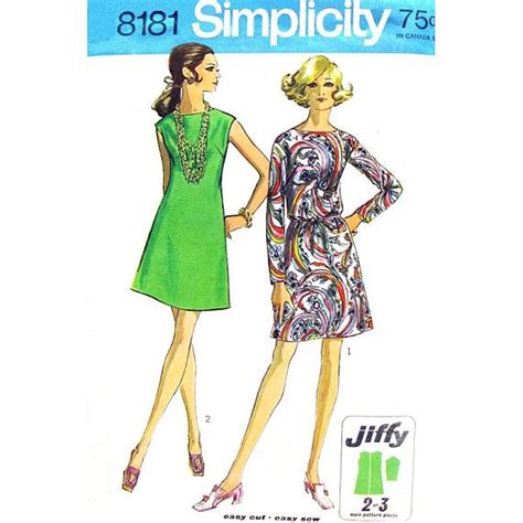 1960s Jiffy Dress Pattern Simplicity 8181 Sleeveless Or Long Etsy