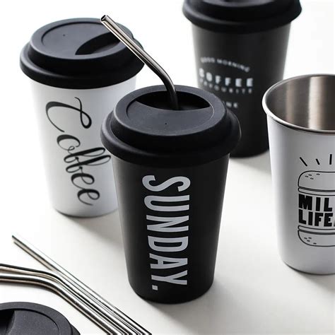 400ml Creative Straw Mug With Lid Stainless Steel Liner Fruit Juice