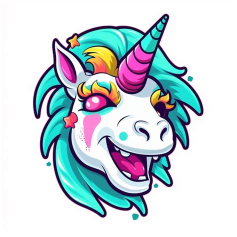 Premium Ai Image Cartoon Unicorn With Colorful Mane And Horn Generative Ai