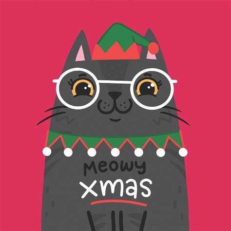 Meowy Christmas Black Cat Card Boomf