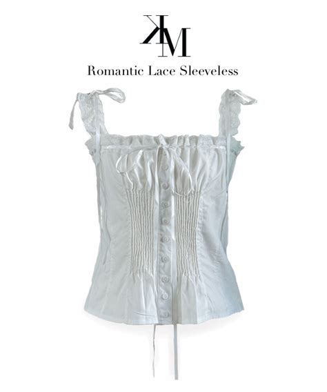 로맨틱 레이스 리본 나시 핀턱 셔링 어깨끈 러블리 하이틴 나시 휴양지룩 레이어드 나시 에이블리