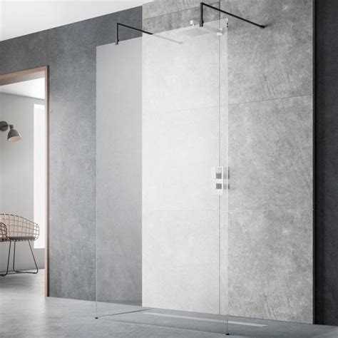 Hudson Reed Black Wetroom Shower Screen And Support Arms 700mm Bgpaf070