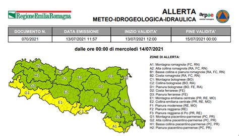 Aggiornamento allerta meteo dalle ore 12 di martedì 13 luglio per temporali e vento CMER