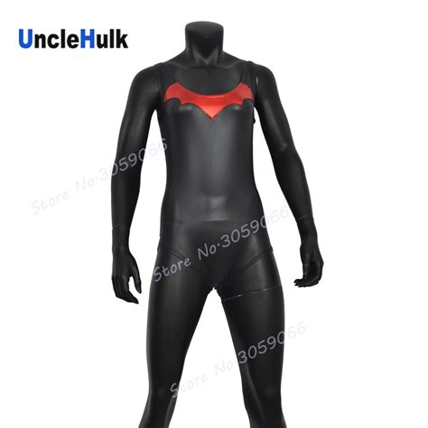 Bat Girl Cosplay Costume Black Suit With Red Bat Logo Rubberized Fabric