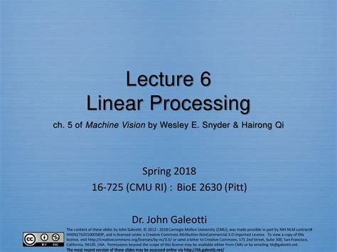 Lecture 6 Linear Processing Ch 5 Of Machine Vision By Wesley E Ppt