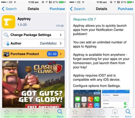 Cydia Tweak Launch Favorite Apps From Notification Center Using Apptray