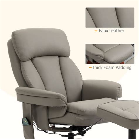 Homcom Recliner Chair With Ottoman Electric Faux Leather Recliner With