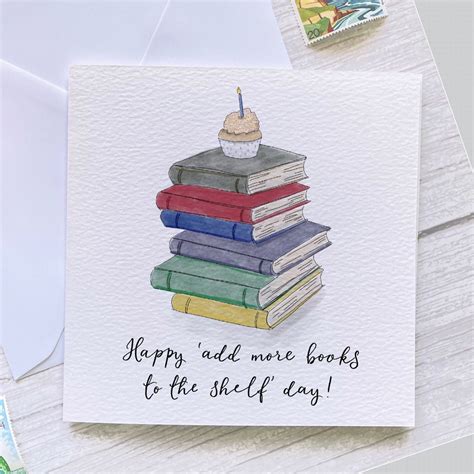Birthday Book Card Book Lovers Bookworm Happy Add More Etsy