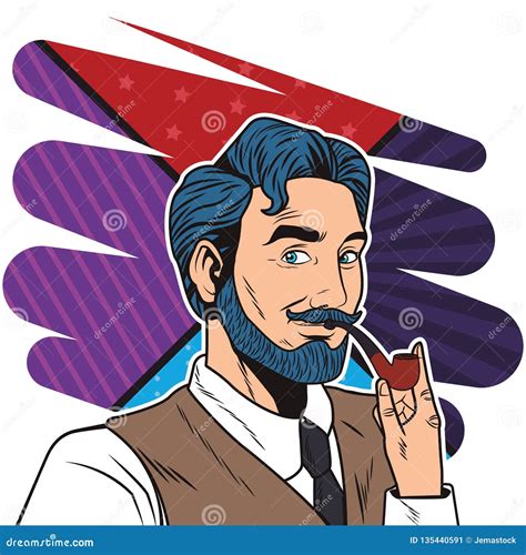 Cara do homem do pop art ilustração do vetor Ilustração de povos