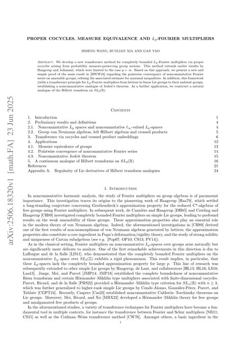 Pdf Proper Cocycles Measure Equivalence And L P Fourier Multipliers