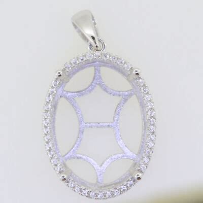 Sterling Silver Semi Mount Pendant Setting Oval Ov 21x16mm Topaz Or