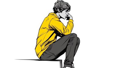 Premium Ai Image A Man Sitting On A Ledge