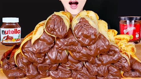 Asmr Nutella Chocolate Crepe Rolls Kitkat Magnum Ice Cream Maltesers Dessert Mukbang먹방 Eating