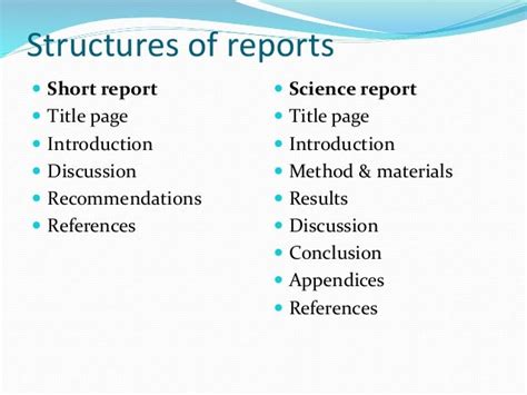 Structure Of Report